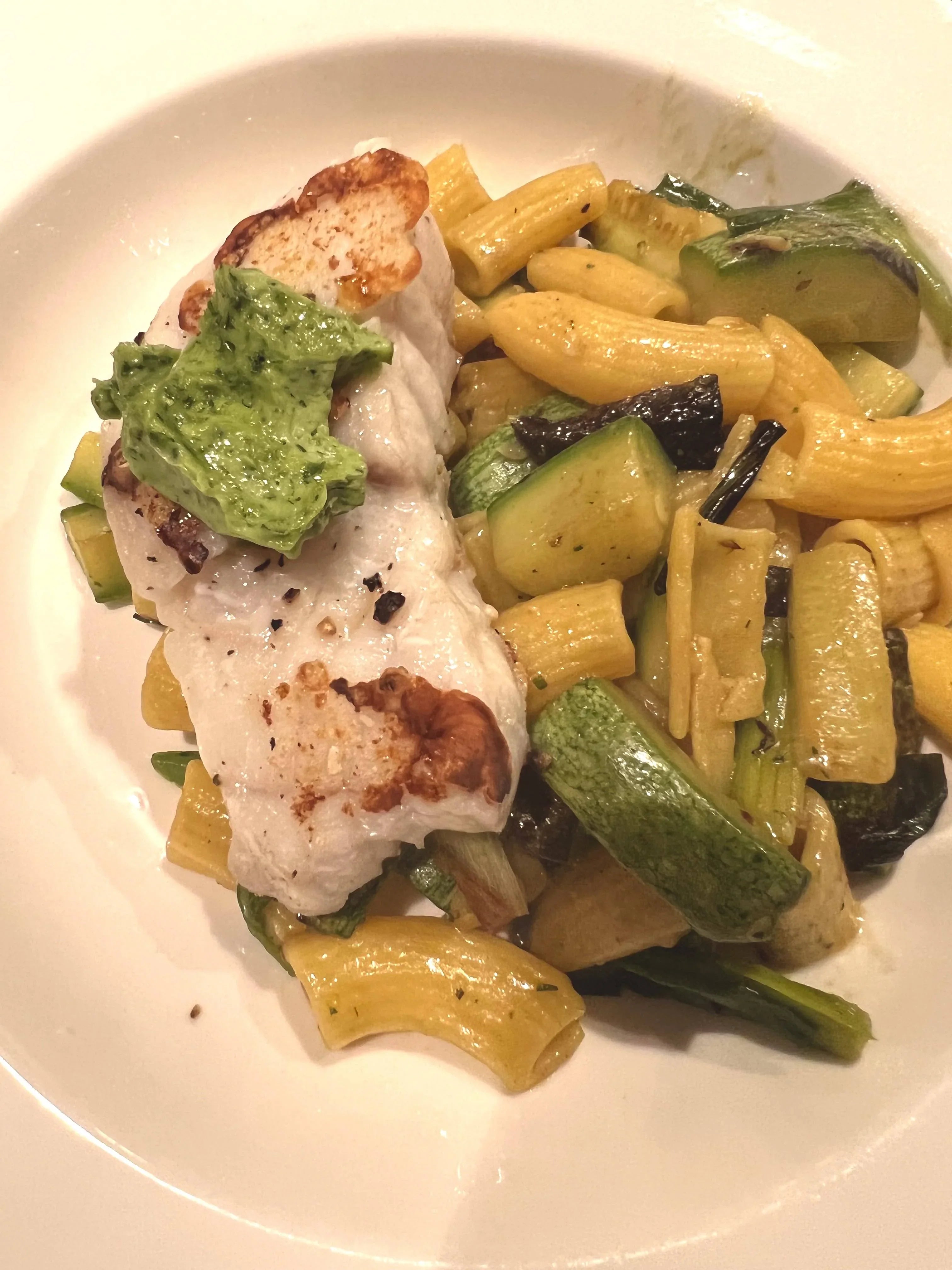Rockfish with French Herb Chef Butter, Rigatoni and Zucchini – Monterey ...